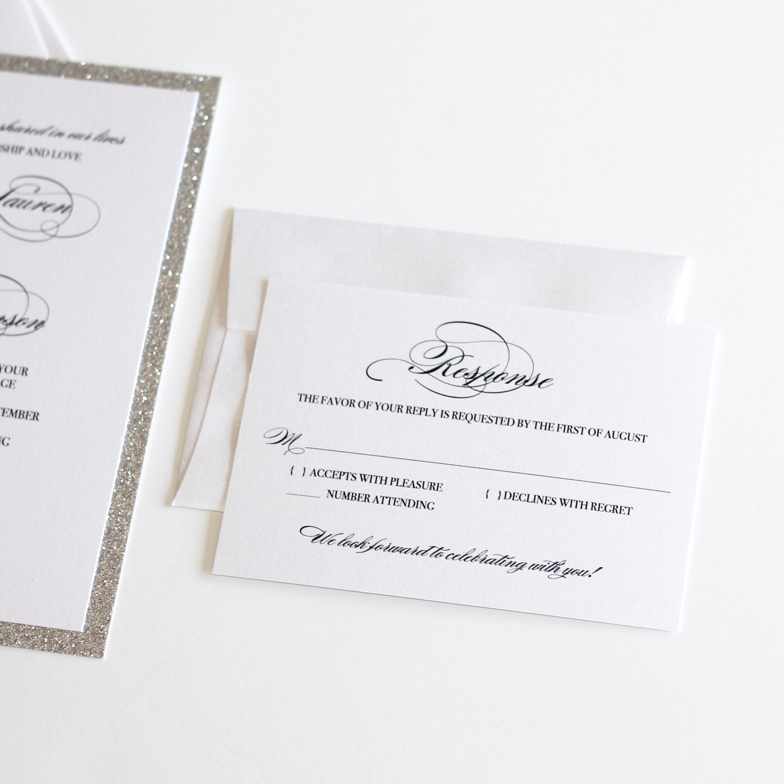 Silver Glitter Wedding Invitation Modern Wedding Elegant - Etsy