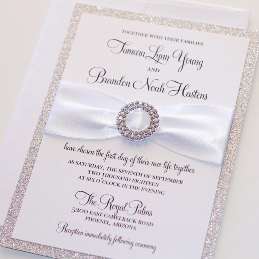 Silver Glitter Wedding Invitation Elegant Wedding Invitation - Etsy