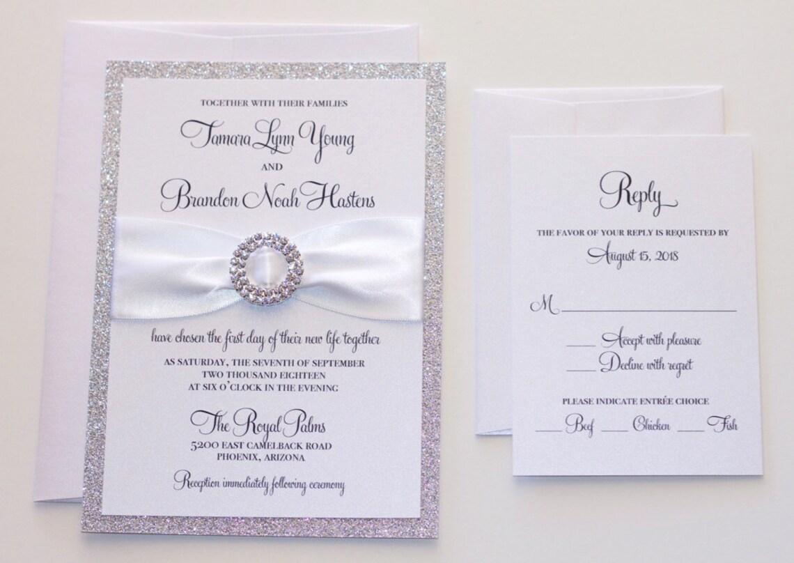 Silver Glitter Wedding Invitation Elegant Wedding Invitation - Etsy