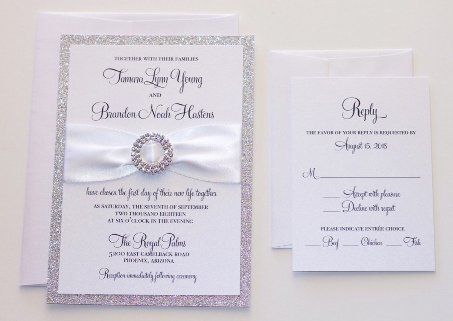 Silver Glitter Wedding Invitation Elegant Wedding Invitation - Etsy