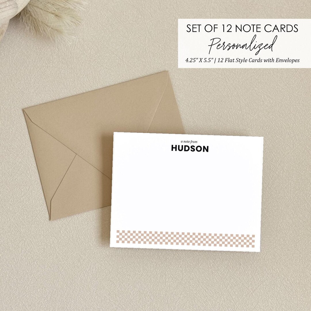 Checkered Personalized Stationery Set for Boys Modern Stationary Custom ...