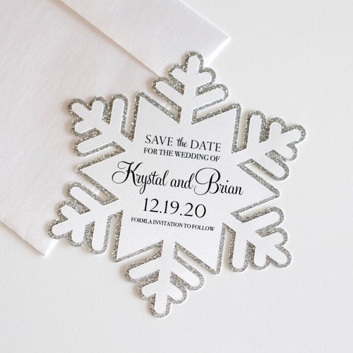 Snowflake Save the Date Card Winter Wedding Save the Date - Etsy