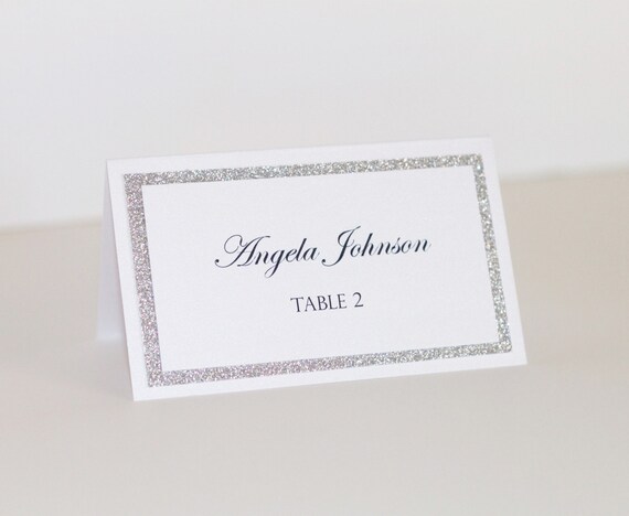 Silver Border Place Cards