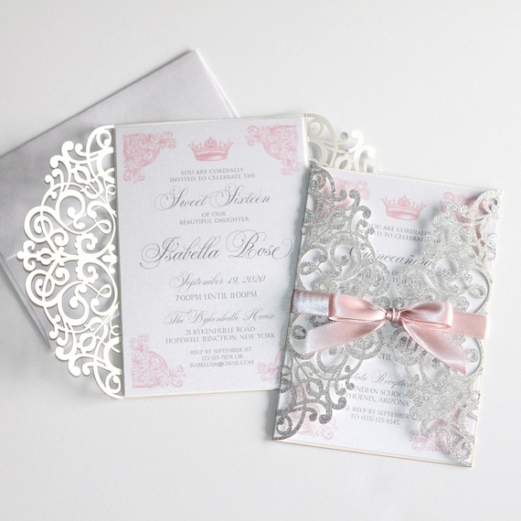 Invitaciones Con Purpurina Glitter Balloon Invitación De