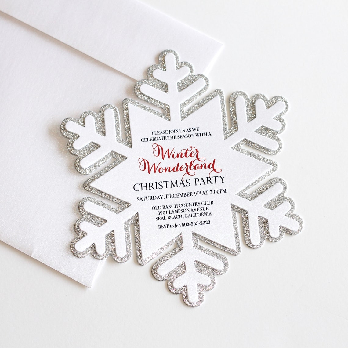 Snowflake Christmas Party Invitation Winter Wonderland - Etsy