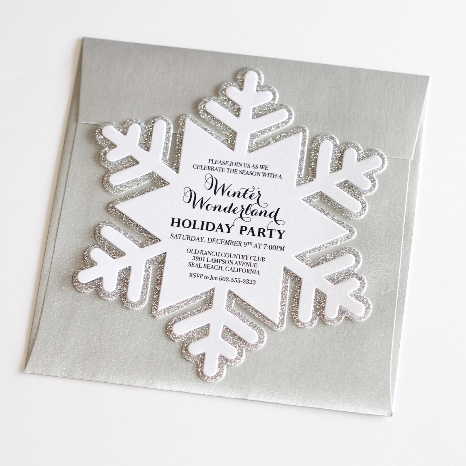 Snowflake Holiday Party Invitation Winter Wonderland Invite | Etsy