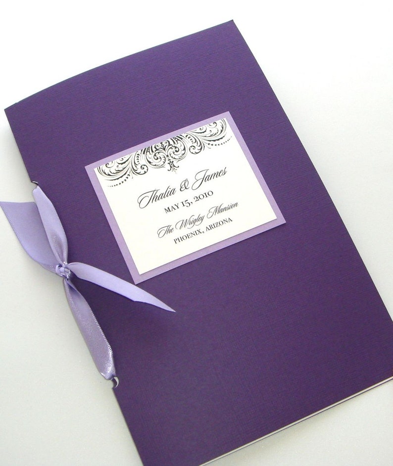 Embellished Booklet Wedding Program Sample Custom Colors Etsy