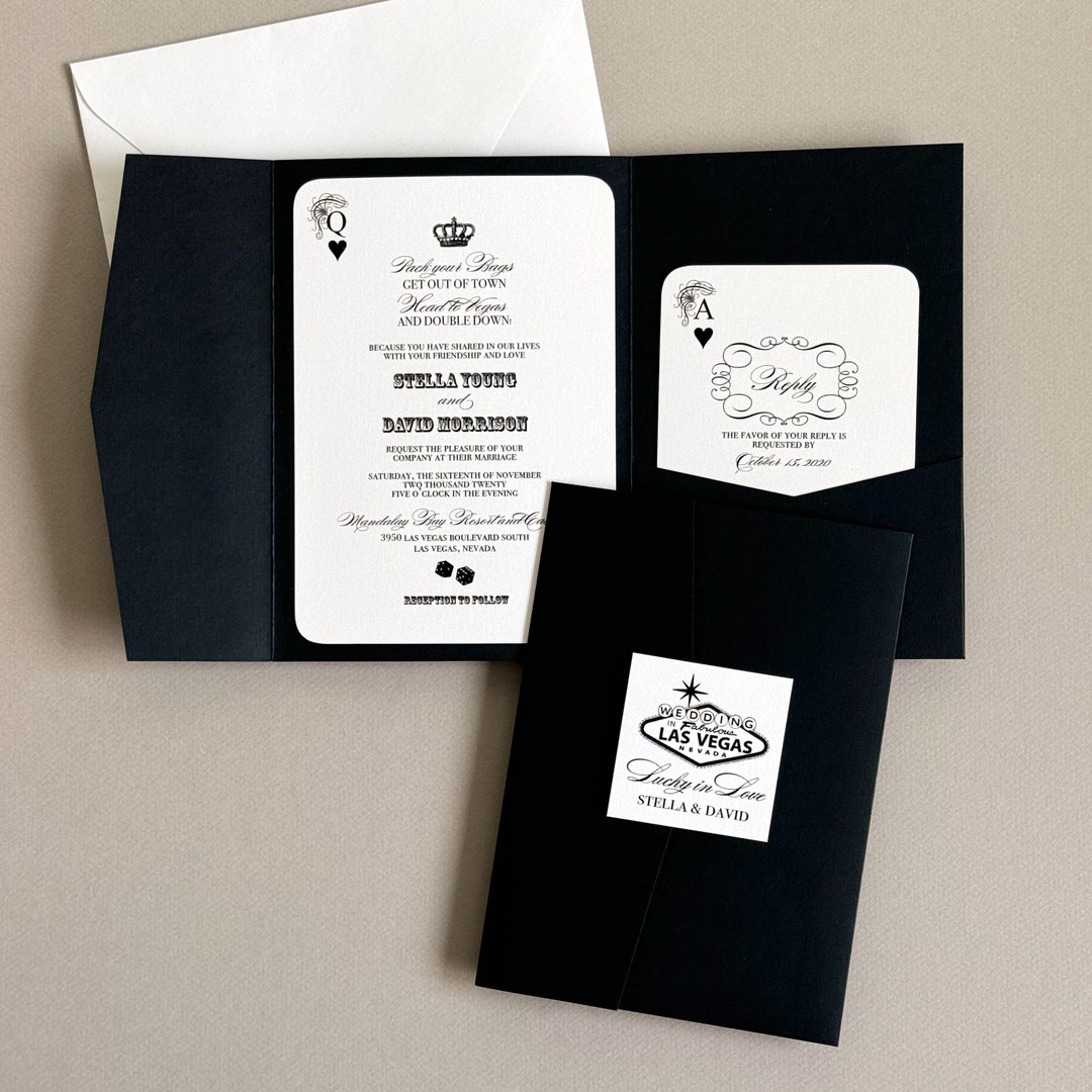 Black and White Las Vegas Wedding Invitation Elegant Vegas Wedding ...