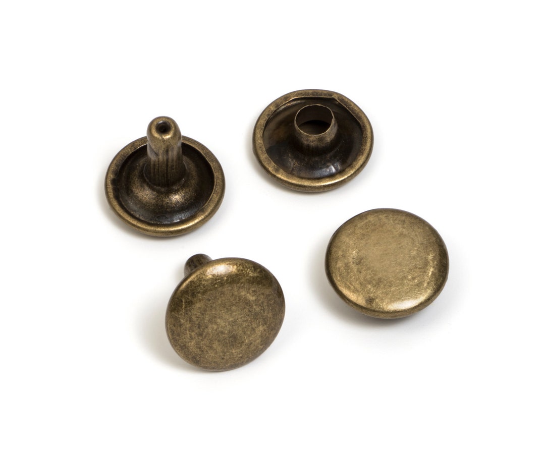 100 Sets - 10mm Head X 8mm Post Rivet - Round Cap - Double Headed ...