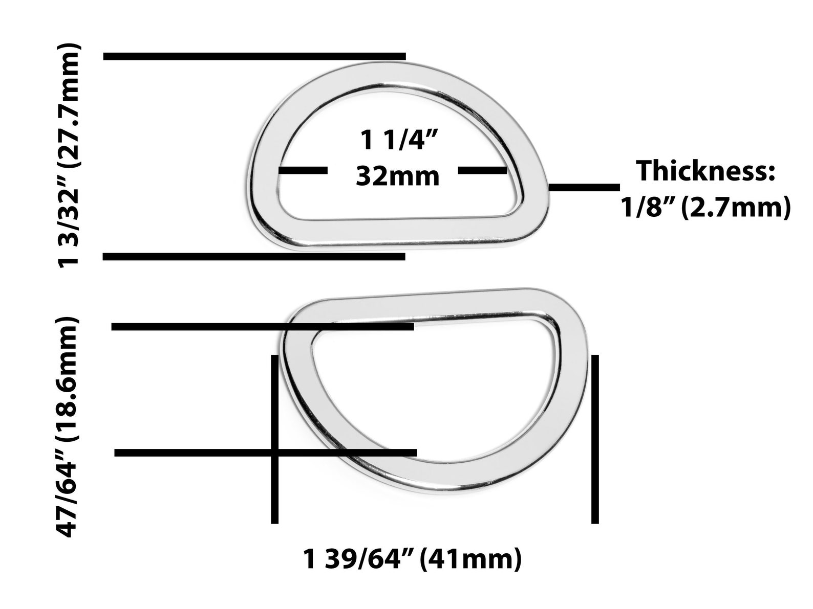1 1/4 32mm Flat Zinc D-Ring Gold FDR-113 Free | Etsy