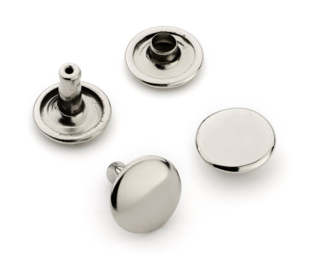 100 Sets - 10mm Head X 8mm Post Rivet - Round Cap - Double Headed ...