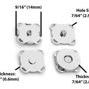 14mm Sewn-on Magnetic Purse Snaps - Closures - Nickel - (MAGNET SNAP ...