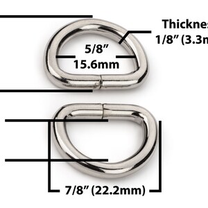5/8" Metal D Rings Dee Rings Non Welded Black Nickel - Free Shipping (D ...