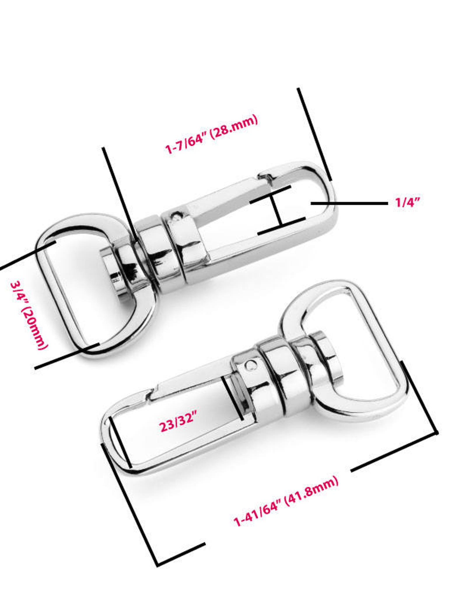 3/4" Metal Push Gate Swivel Snap "bullet" Hook - "pearl" Nickel - Matte ...