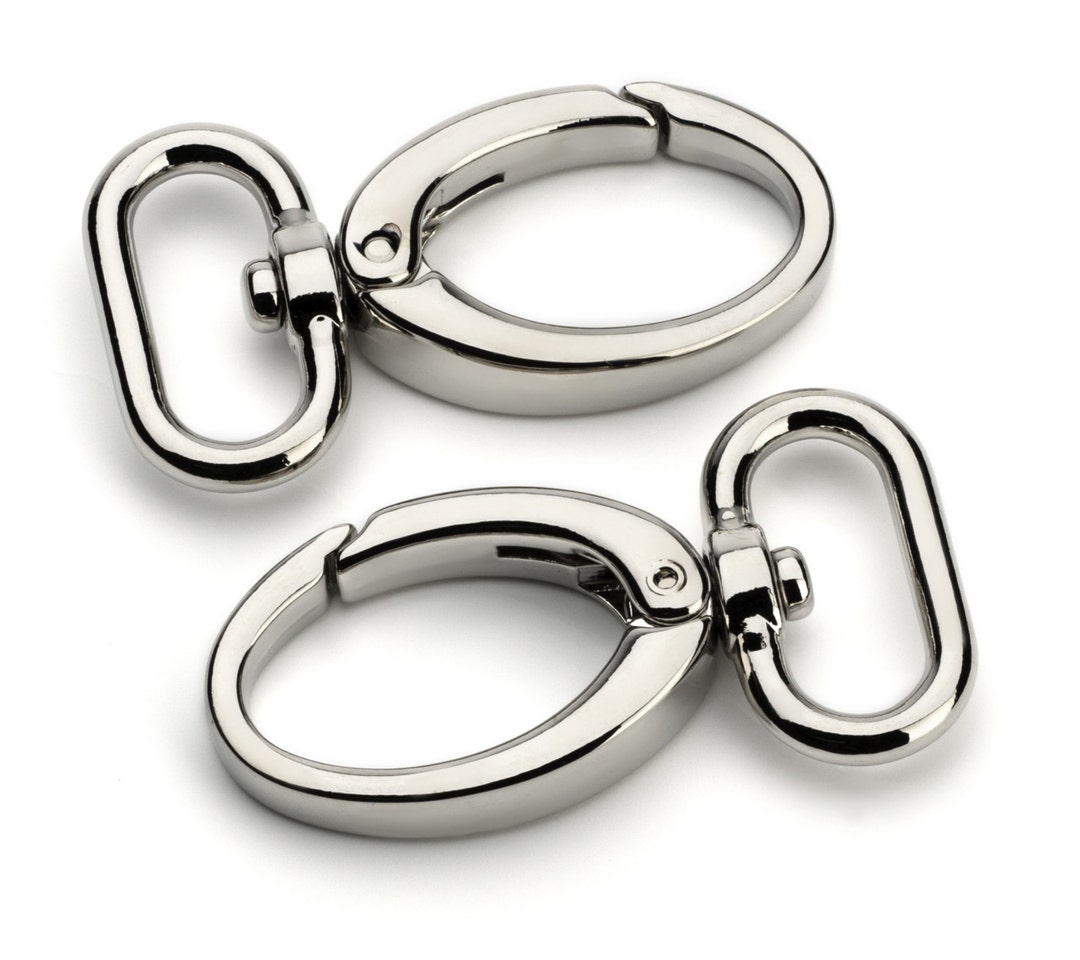 1" Metal Egg Shaped Push Gate Swivel Snap Hook - Nickel - (METAL HOOK ...