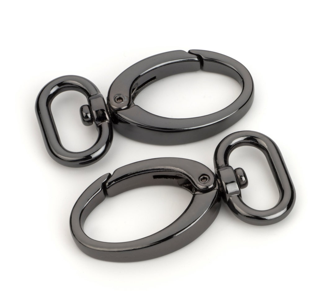 3/4" Metal Egg Shaped Push Gate Swivel Snap Hook - Black Nickel ...