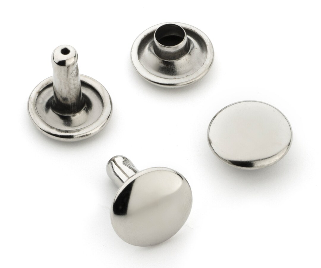 100 Sets - 9mm Head X 9mm Post Rivet - Round Cap - Double Headed ...