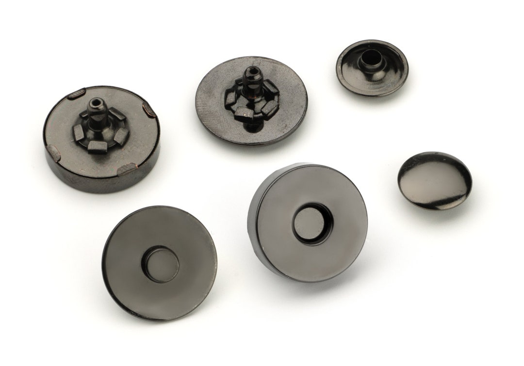 18mm Double Rivet Magnetic Purse Snaps - Black Nickel - (MAGNET SNAP ...