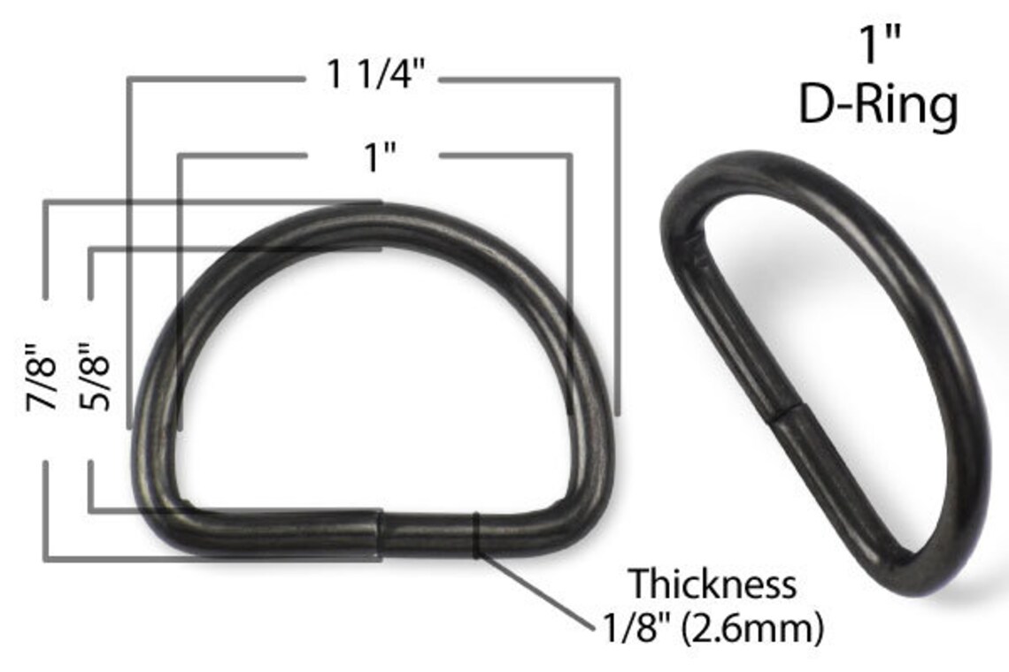 1 Metal D Rings Dee Rings Non Welded Black Nickel Free | Etsy