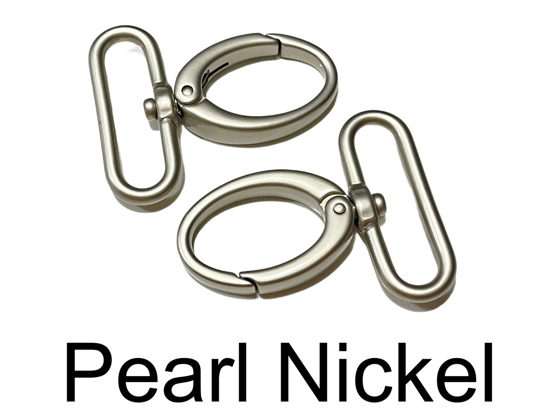 1 1/2" Metal Egg Shaped Push Gate Swivel Snap Hook - "pearl" Nickel ...