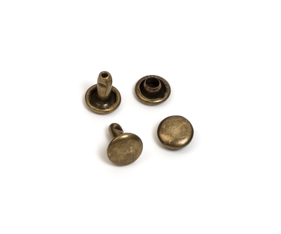 100 Sets - 6mm Head X 6mm Post Rivet - Round Cap - Double Headed ...