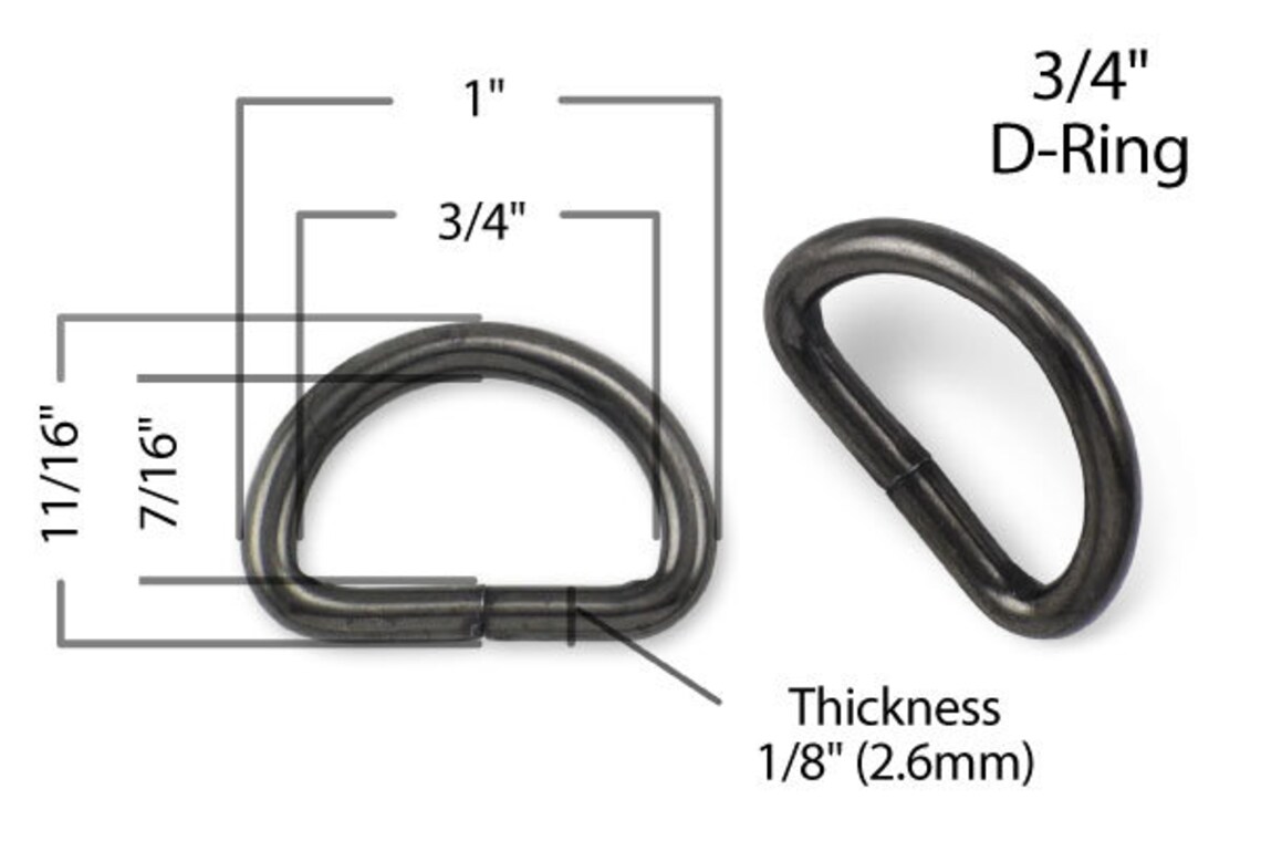 3/4 Metal D Rings Dee Rings Non Welded Black Nickel | Etsy