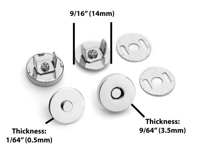 14mm Magnetic Purse Snaps - Closures - Black Nickel - (MAGNET SNAP MAG ...