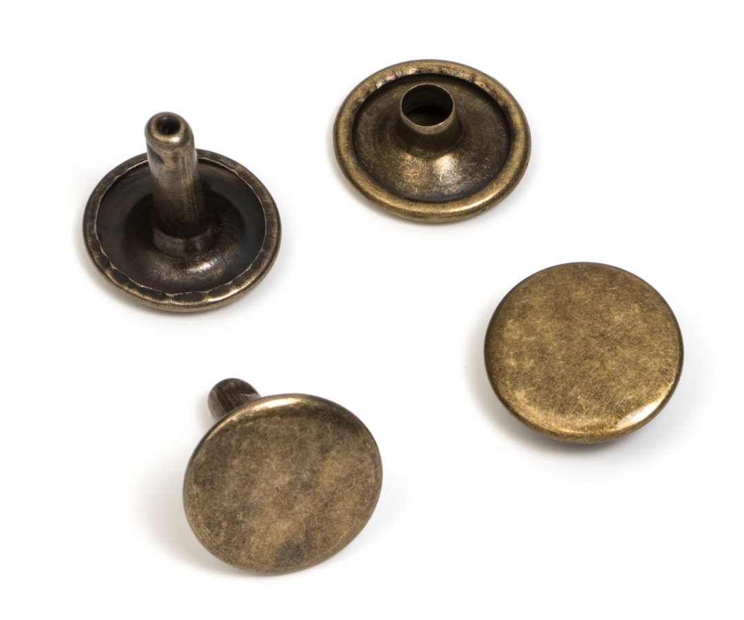 100 Sets - 12mm Head X 10mm Post Rivet - Round Cap - Double Headed ...