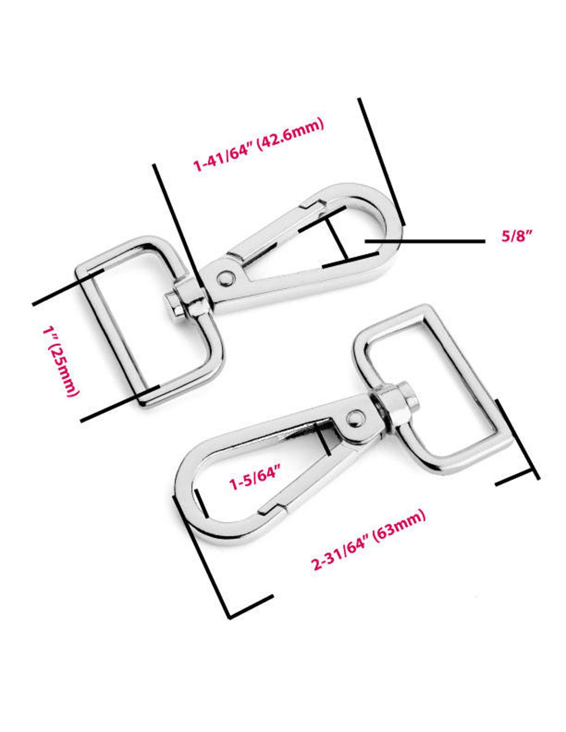 1" (25mm) Metal Teardrop Push Gate Swivel Snap Hook - Nickel - (METAL ...