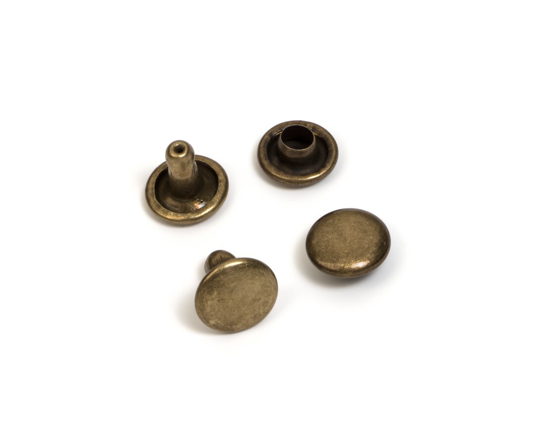 100 Sets - 7mm Head X 6mm Post Rivet - Round Cap - Double Headed ...
