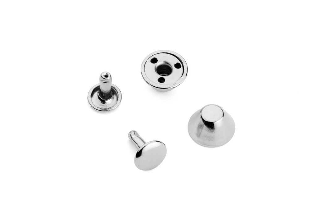 100 Sets - 12mm Head X 10mm Post - Rivet Purse Feet - Nickel - (RIVET ...