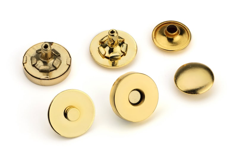 14mm Double Rivet Magnetic Purse Snaps - Gold - (MAGNET SNAP MAG-208 ...