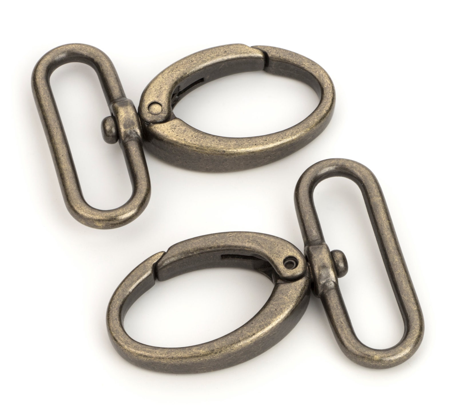 1 1/2" Metal Egg Shaped Push Gate Swivel Snap Hook - Antique Brass ...
