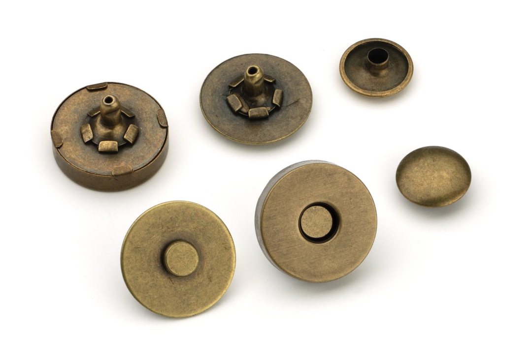 18mm Double Rivet Magnetic Purse Snaps - Antique Brass - (MAGNET SNAP ...