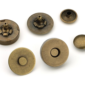18mm Double Rivet Magnetic Purse Snaps - Antique Brass - (MAGNET SNAP ...