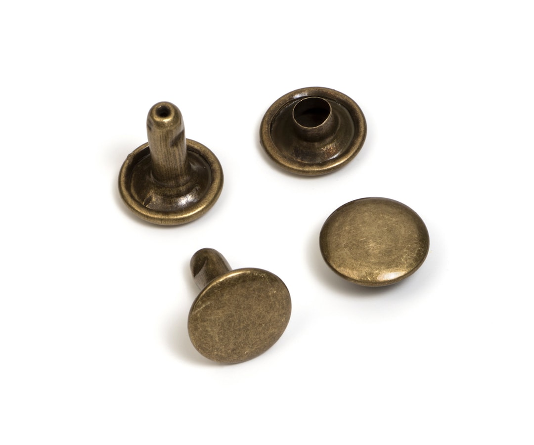 100 Sets - 9mm Head X 9mm Post Rivet - Round Cap - Double Headed ...