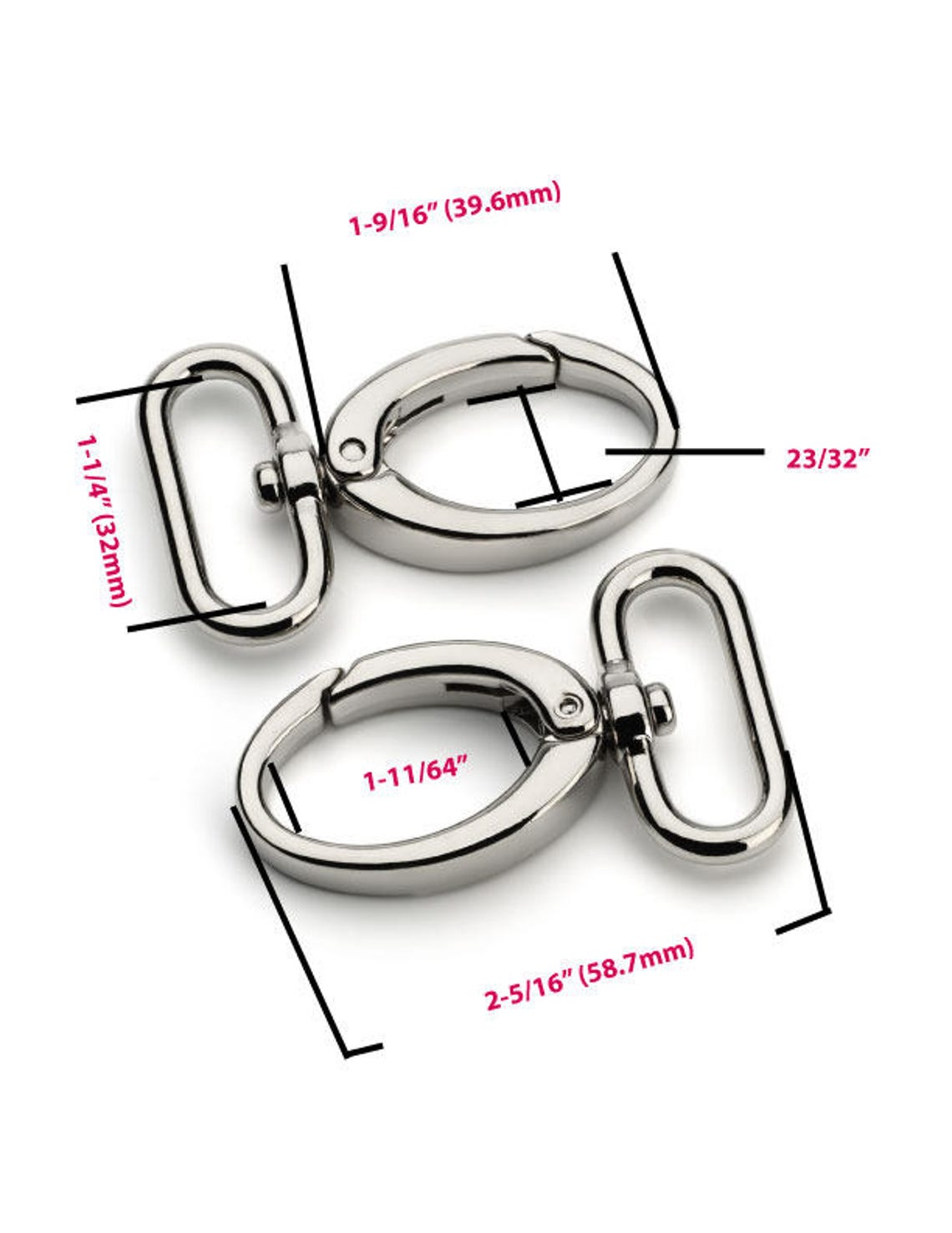 1 1/4" Metal Egg Shaped Push Gate Swivel Snap Hook - Gold - (METAL HOOK ...