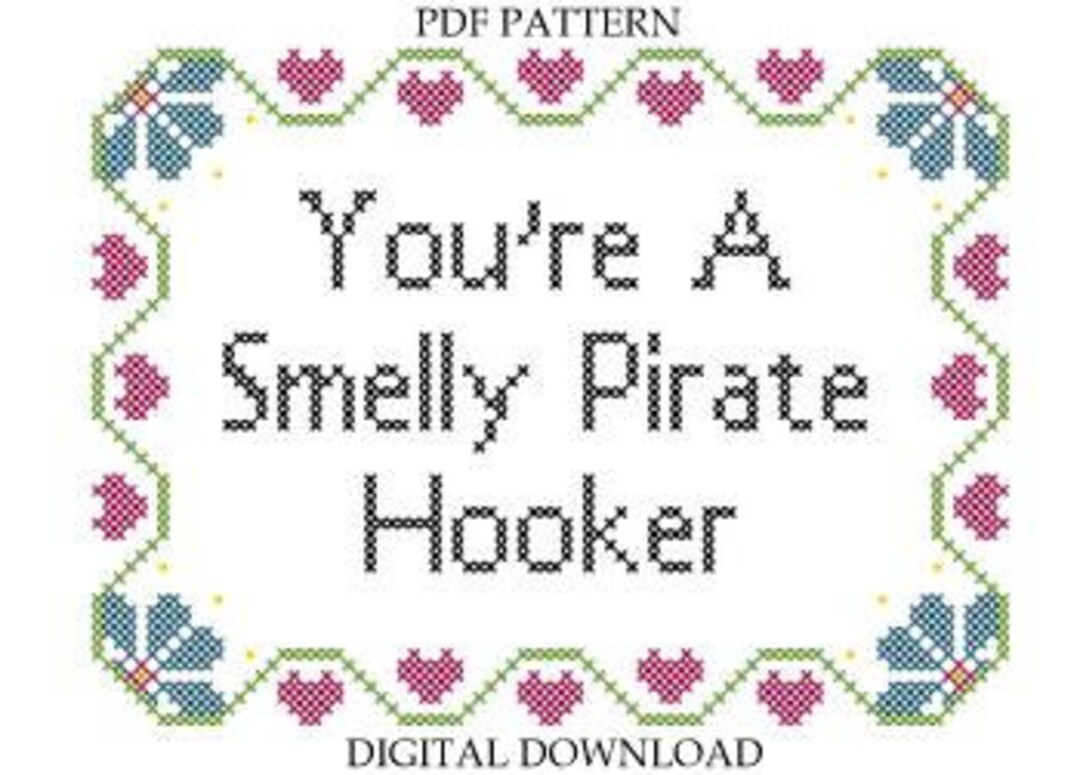 Pattern Youre A Smelly Pirate Hooker Subversive Cross Stitch - Etsy