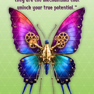 Personalized Mechanical Butterfly Inspirational Quote - Digital PNG ...