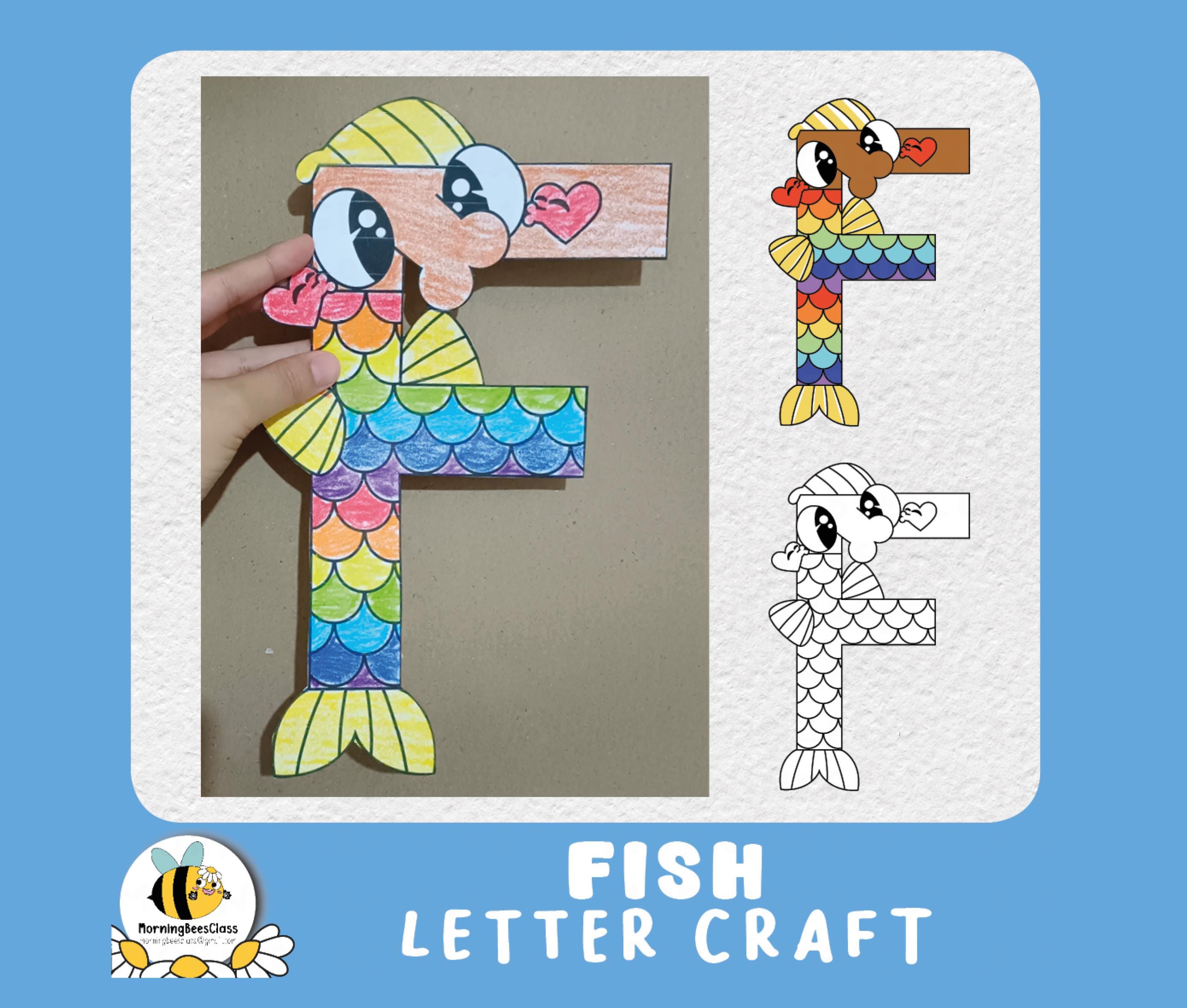 Letter F Craft Rainbow Fish Activities Bulletin Board Alphabet Cut and ...