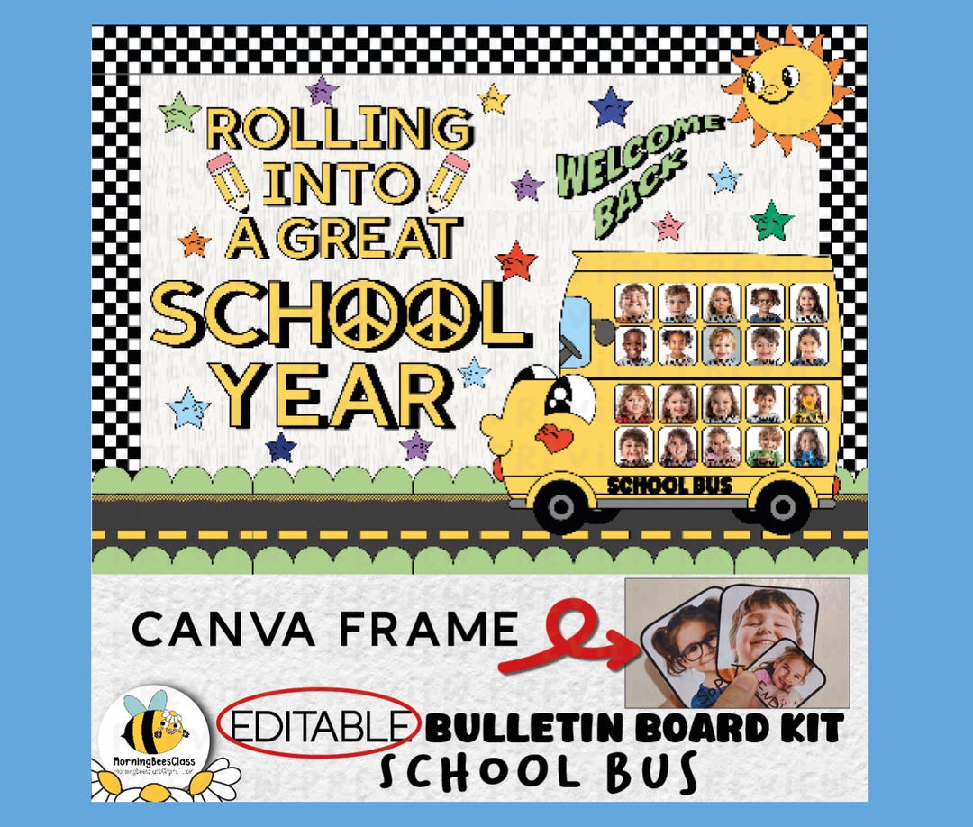Bulletin Board Kit Back to School Bus Welcome Back to School Groovy ...