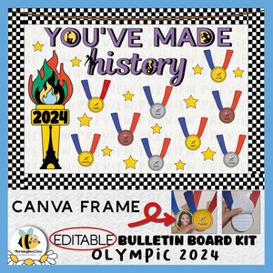Olympic 2024 Bulletin Board Kit Paris Groovy Retro Classroom Editable ...