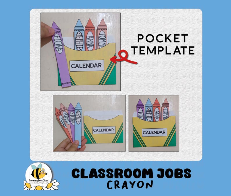 Classroom Job Chart Editable Crayon Box Pocket Template Back to School ...