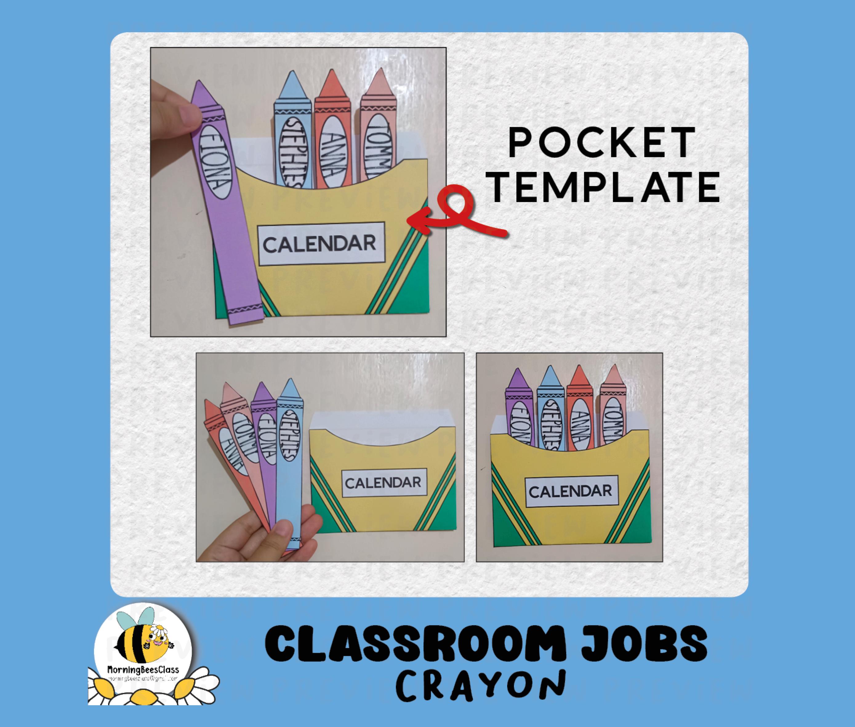 Classroom Job Chart Editable Crayon Box Pocket Template Back to School ...