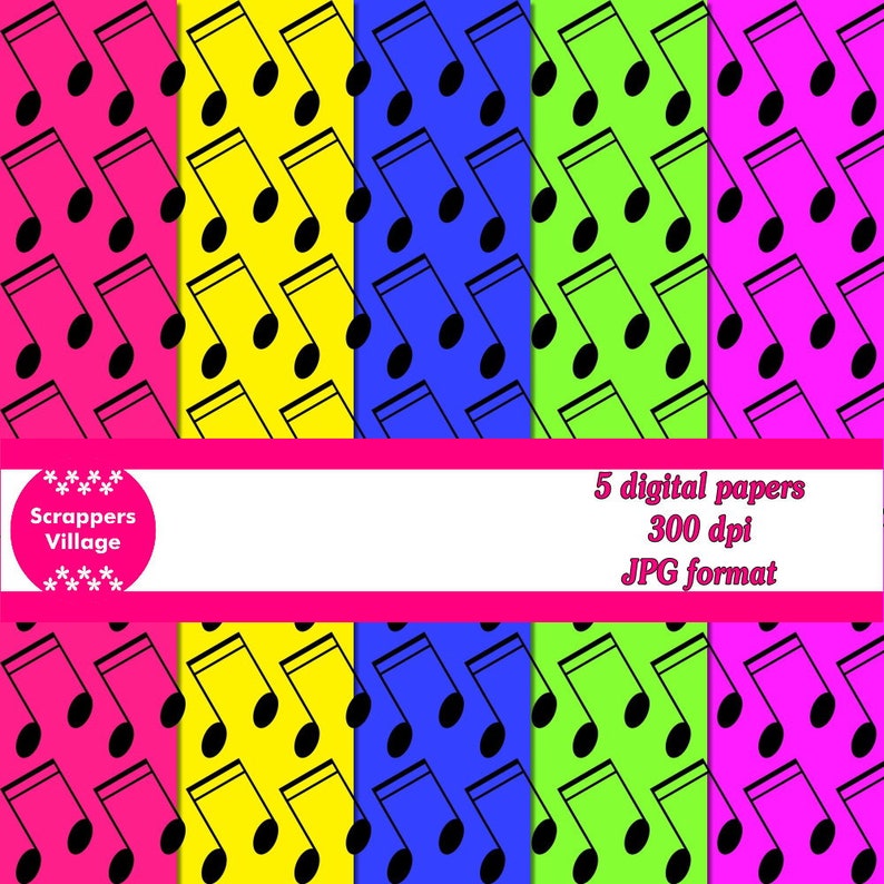 Music Notes Pattern Commercial Use Digital Scrapbook Paper - Etsy