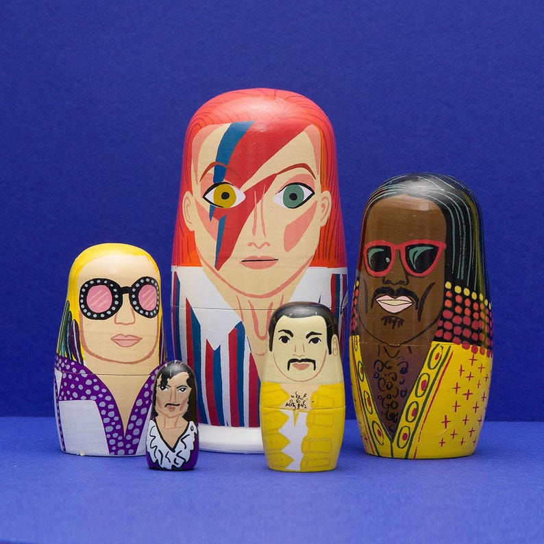 The 70s Men of Pop Wooden Nesting Doll Sets - Etsy
