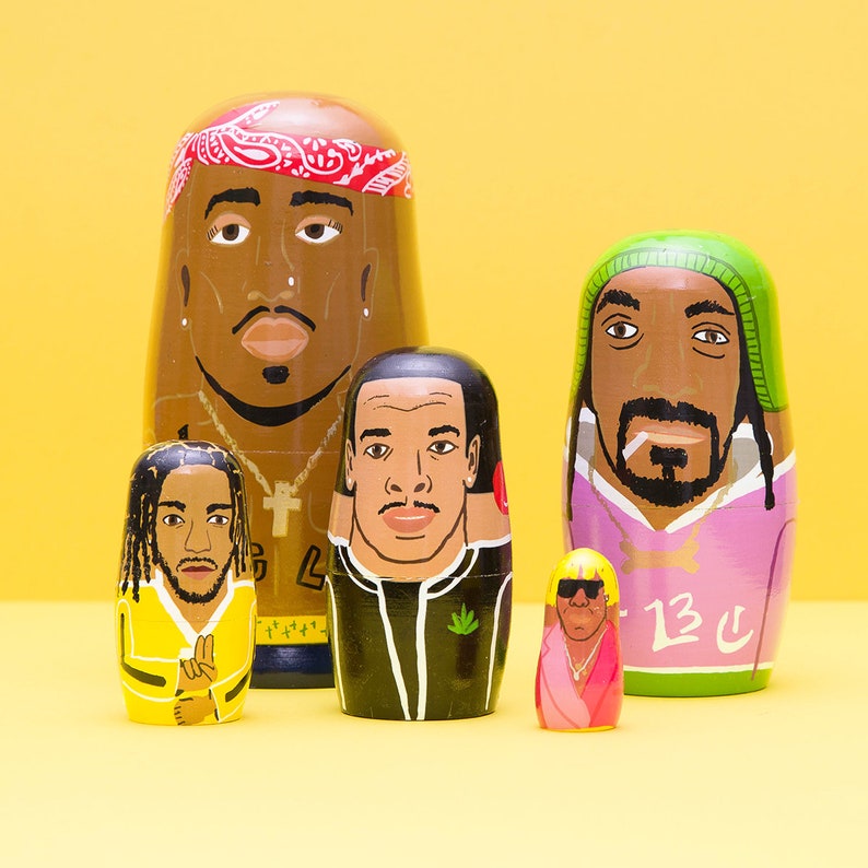 West Coast Rappers Wooden Nesting Doll Sets - Etsy