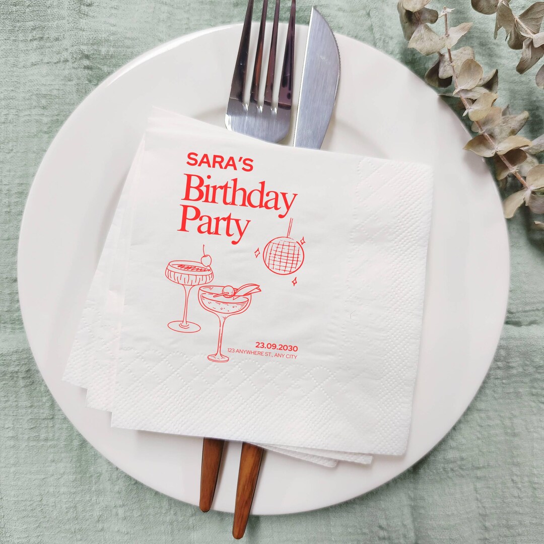 Custom Birthday Party Napkins, Happy Birthday Napkins, Custom Dinner ...