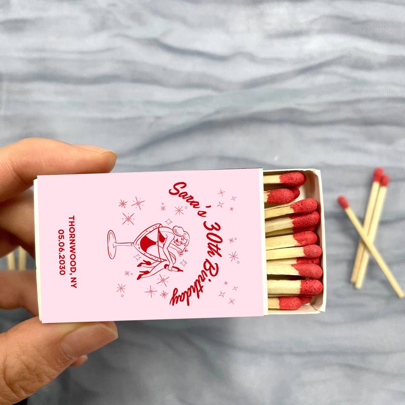 Custom Birthday Party Match Box, Custom Matchbooks, Birthday Matchbook ...