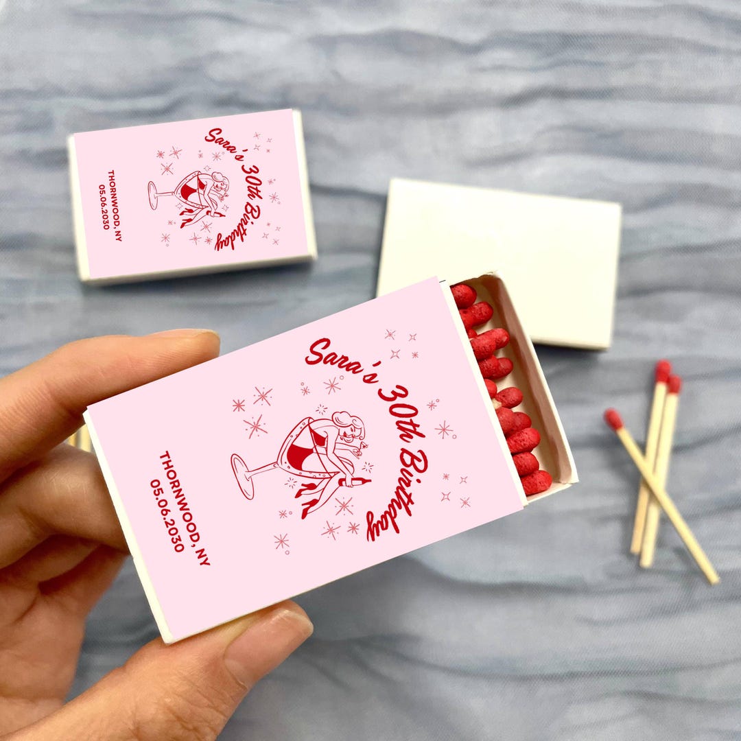 Custom Birthday Party Match Box, Custom Matchbooks, Birthday Matchbook ...